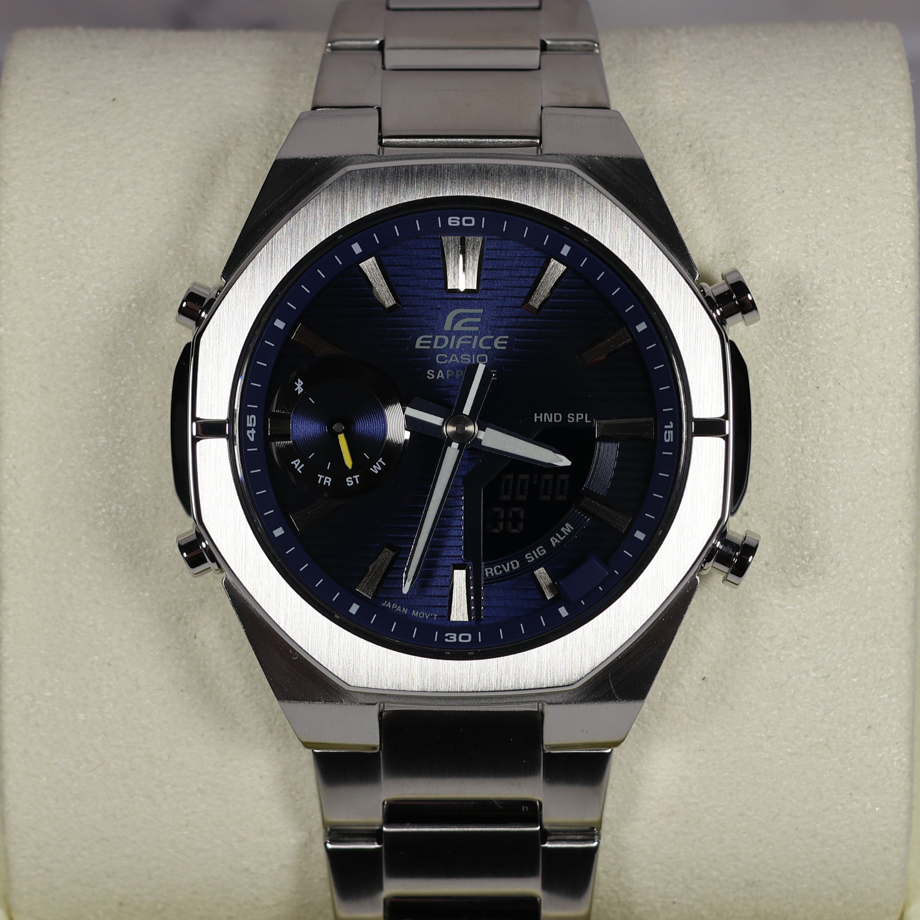 Casio Edifice Men's Blue Dial Stainless Steel Quartz Watch ECB-S10D-2A – Bezelume